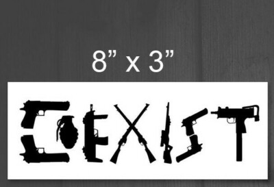 Coexist Peacemonger Gun Control Bumper Sticker Car Truck Vinyl Decal ...