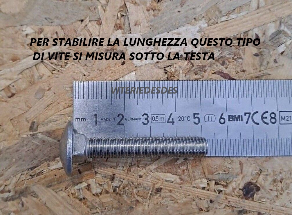 VITI M10 IN ACCIAIO INOX PERNI BULLONI TESTA TONDA QUADRO SOTTO TESTA ...