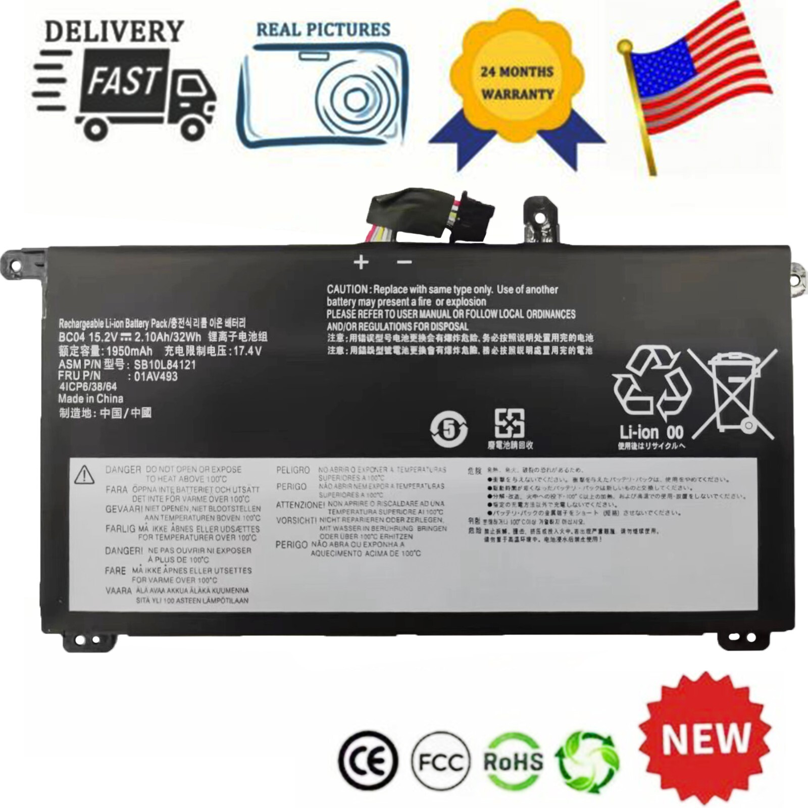 01AV493 00UR891 Internal Battery for Lenovo ThinkPad T570 T580 P51S ...