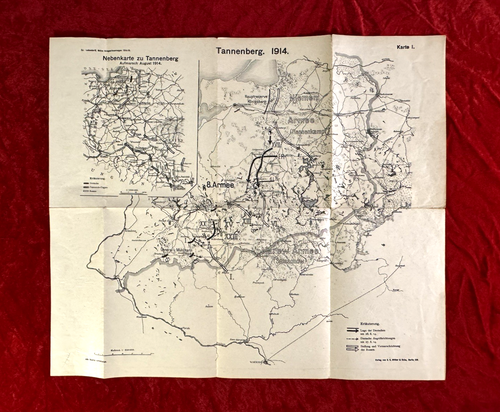 ORIG WWI GERMAN MILITARY MAP / CA 1914 / THE BATTLE OF TANNENBERG | eBay