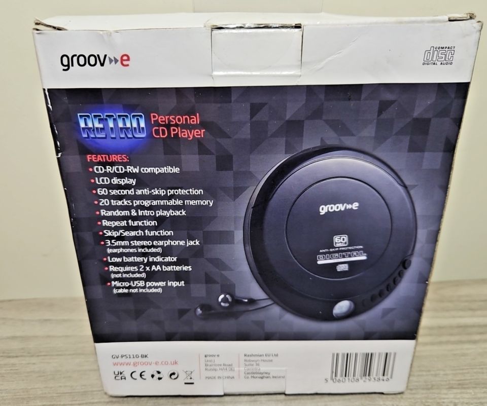 Groove Grove-e Retro Personal CD Player GV-PS110-BK New and Sealed ...