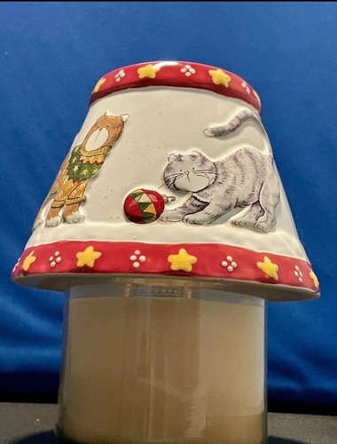 Cat Holiday Ceramic Candle Topper Shade Kittens Deb Strain Whimsical ...