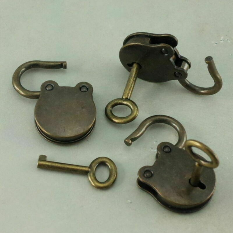 3 * Metal Vintage Antique Style Mini Padlocks Key Lock Bronze Retro ...