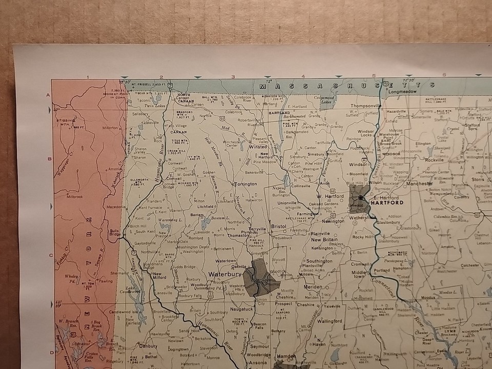 1961 Vintage CONNECTICUT Authentic Atlas Map Life Pictorial Atlas of ...