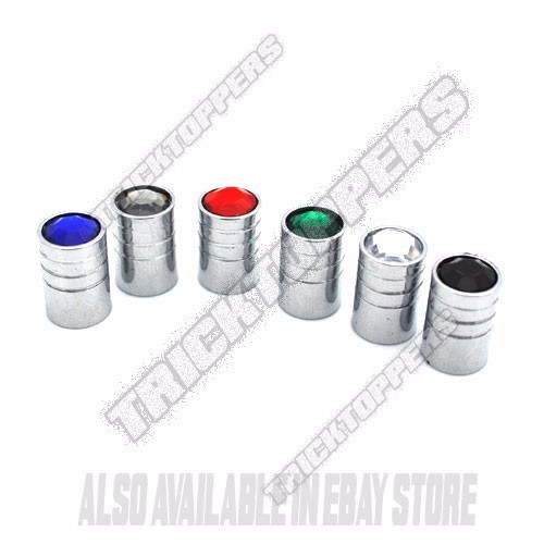 2 Custom Chrome & Green Crystal Gem Valve Caps - Motorcycle Chopper ...