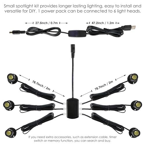 6pcs Mini LED Spot Lights 1W 5V 6000K Under Cabinet Lights Dimmer USB ...