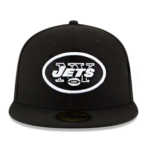 New Era New York Jets Fitted Hat NFL League Basic Black White Team Logo ...