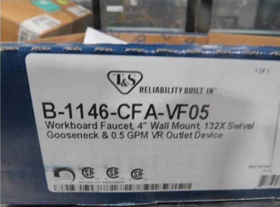 T&S Brass B-1146-CFA-VF05 WORKBOARD FAUCET, 4 INCH WALL MOUNT, 132X ...