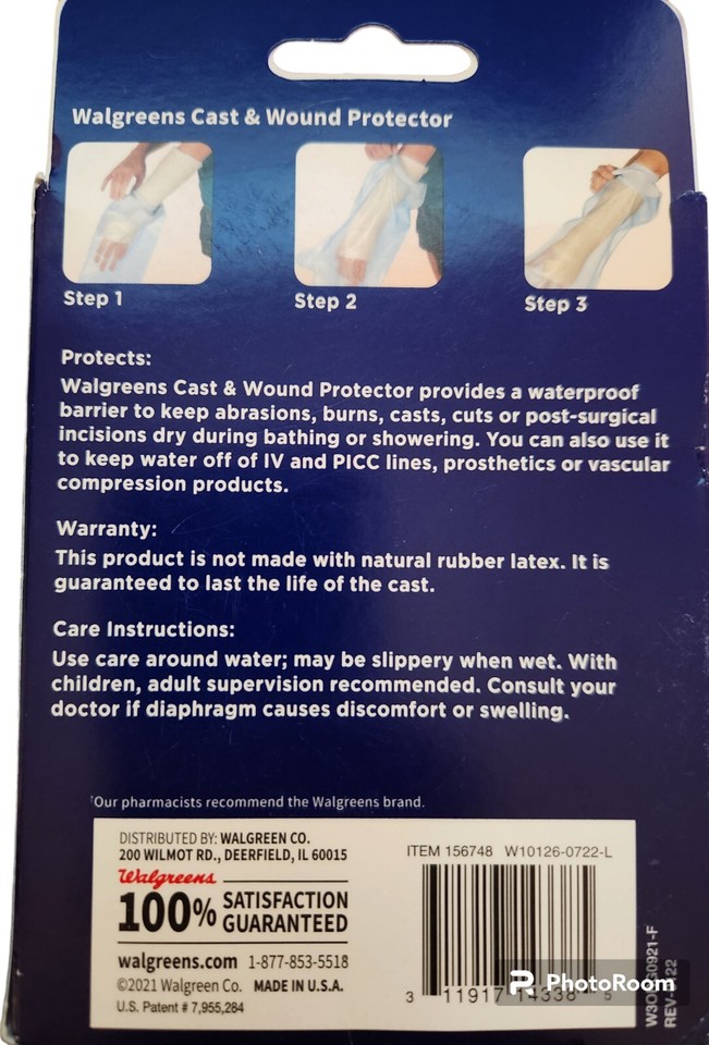 Walgreens Adult Arm Cast & Wound Protector 30 inch Length Reusable ...