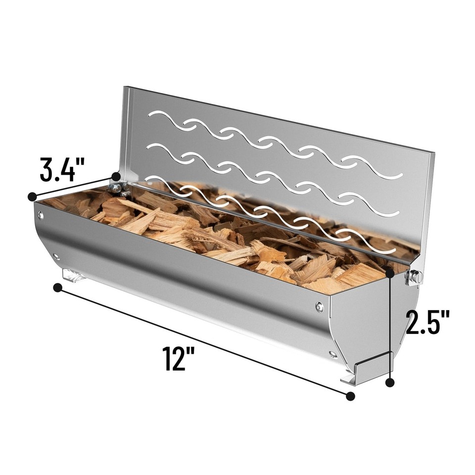 Skyflame Stainless Steel Wood Chip Smoker Box, BBQ Meat Smoking with ...