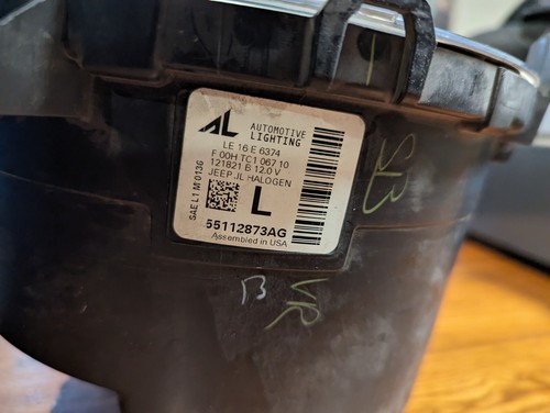 FRONT LEFT HEADLIGHT LIGHT HALOGEN LAMP OEM 55112873AG JEEP WRANGLER ...