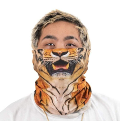 Realistic Tiger Face Neck Gaiter Face Mask Tiger Mouth One Size Fits ...