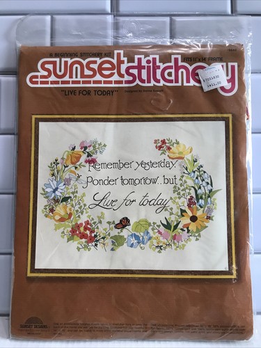 Sunset Stitchery Live For Today Beginning Stitchery Kit #2662 Vtg 1981 ...