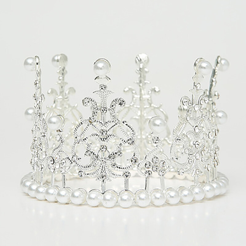 1pcs Pearl Crown Cake Decorative Small Tiaras Crystal Pearl Princess ...