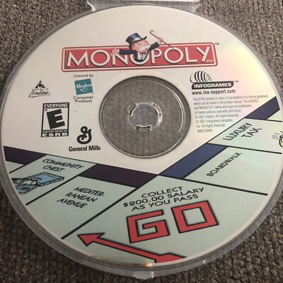 Monopoly Promo Game CD-ROM 2001 General Mills AOL Hasbro Infogrames ...