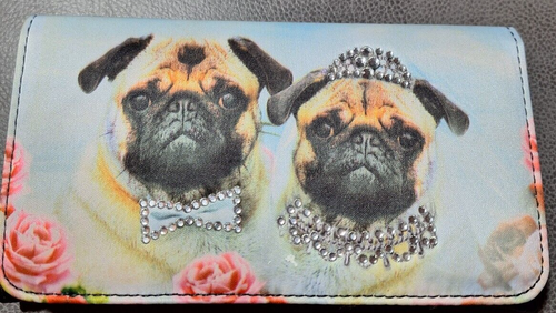 Women's Cute Pug Tri Fold Wallet with Jewels | eBay