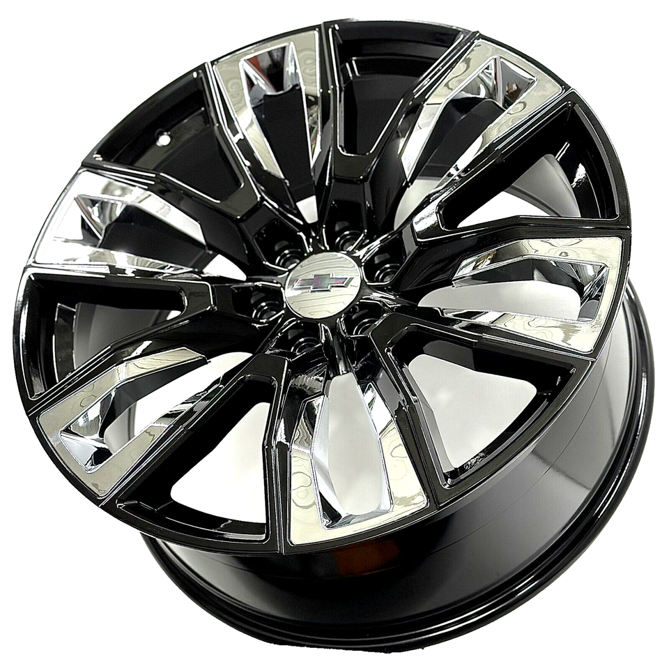 22" Gloss Black Chrome OE 95513 SHO Replica Wheels Chevy Tahoe Suburban ...