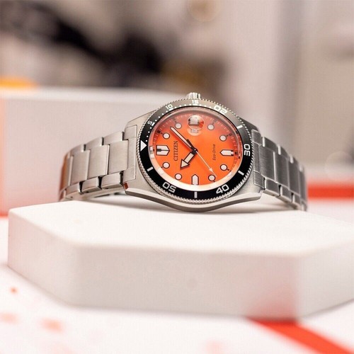 Citizen AW1760-81X Eco-Drive Orange Analog Stainless Steel Men Solar ...