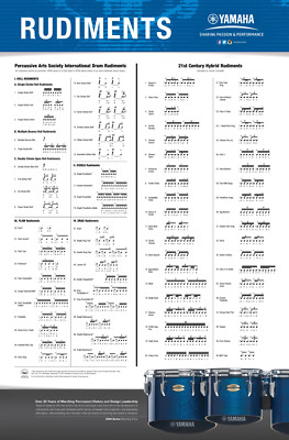 Yamaha 23″ x 35″ Rudiment Poster w/ 40 Pas Standard & Hybrid Rudiments ...