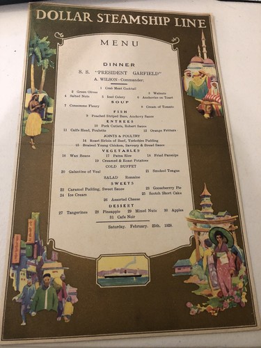 DOLLAR STEAMSHIP LINE SS PRESIDENT GARFIELD FEBRUARY 25 1928 | eBay