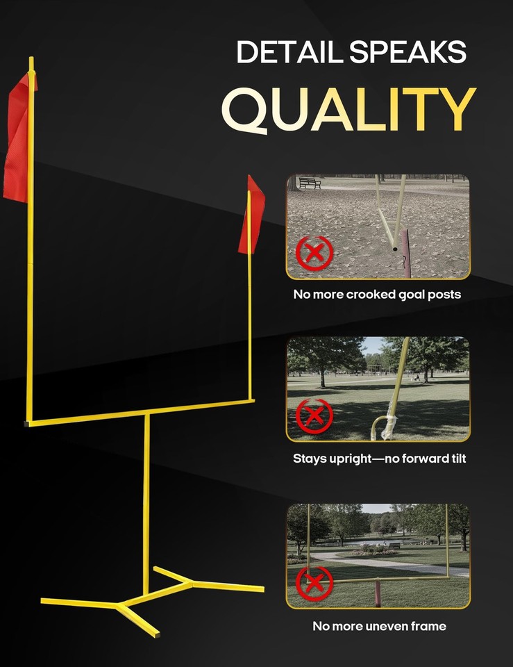 Authentic Steel Football Field Goal Post for , 8' x 5.5' Kicking Field ...