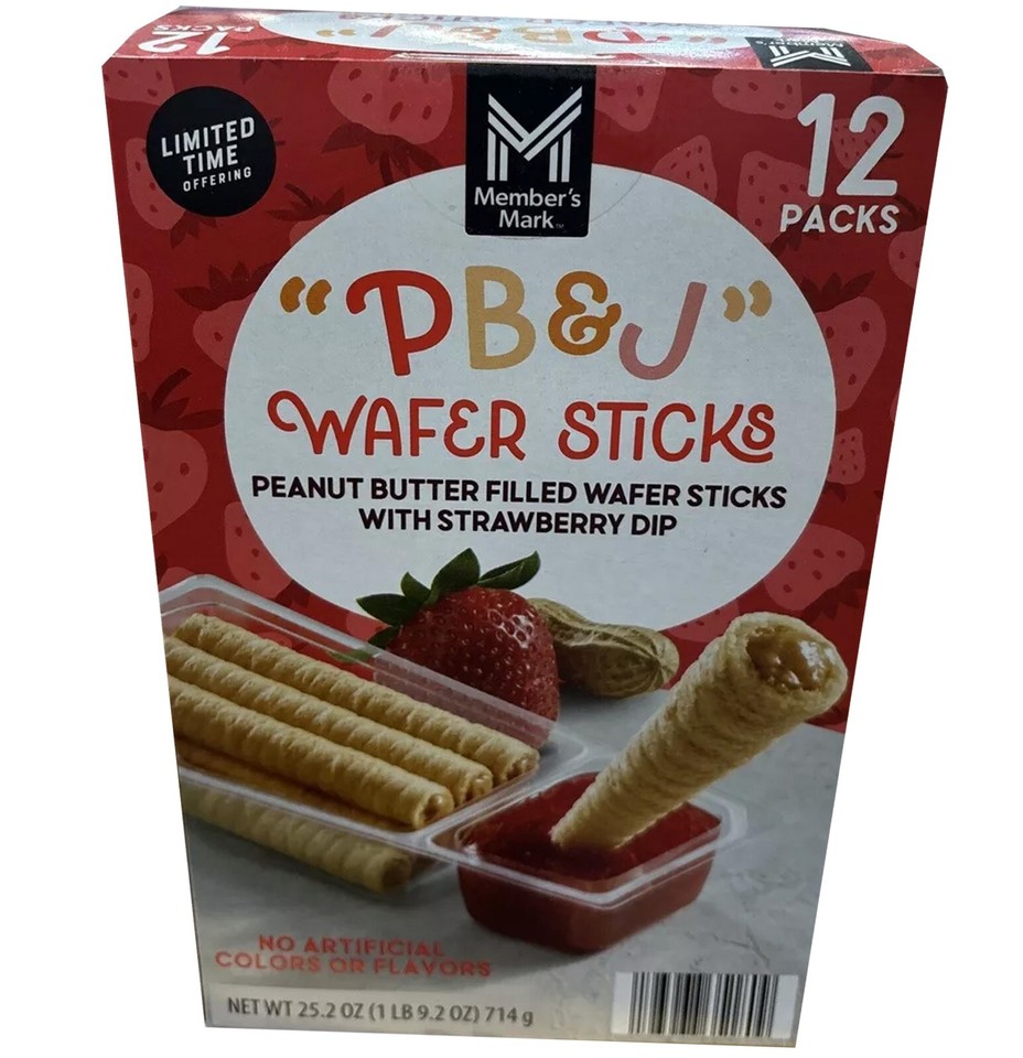 2 Packs Member's Mark Peanut Butter & Jelly Wafer Sticks, 2.1 oz., 12 ...