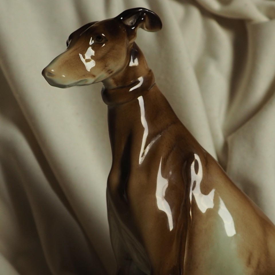 Antique Zsolnay Porcelain Greyhound Dog Pet Hunter Animal Hungary ...