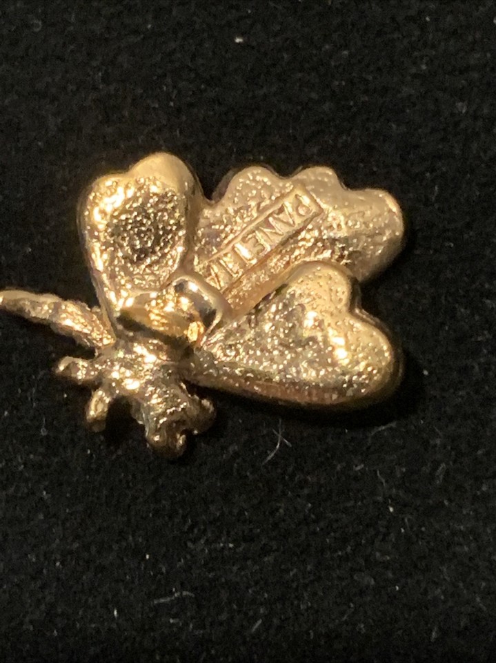 VINTAGE LOT X 2 PANETTA GOLD TONE BUTTERFLY PIN TACK PIN W/RHINESTONES ...