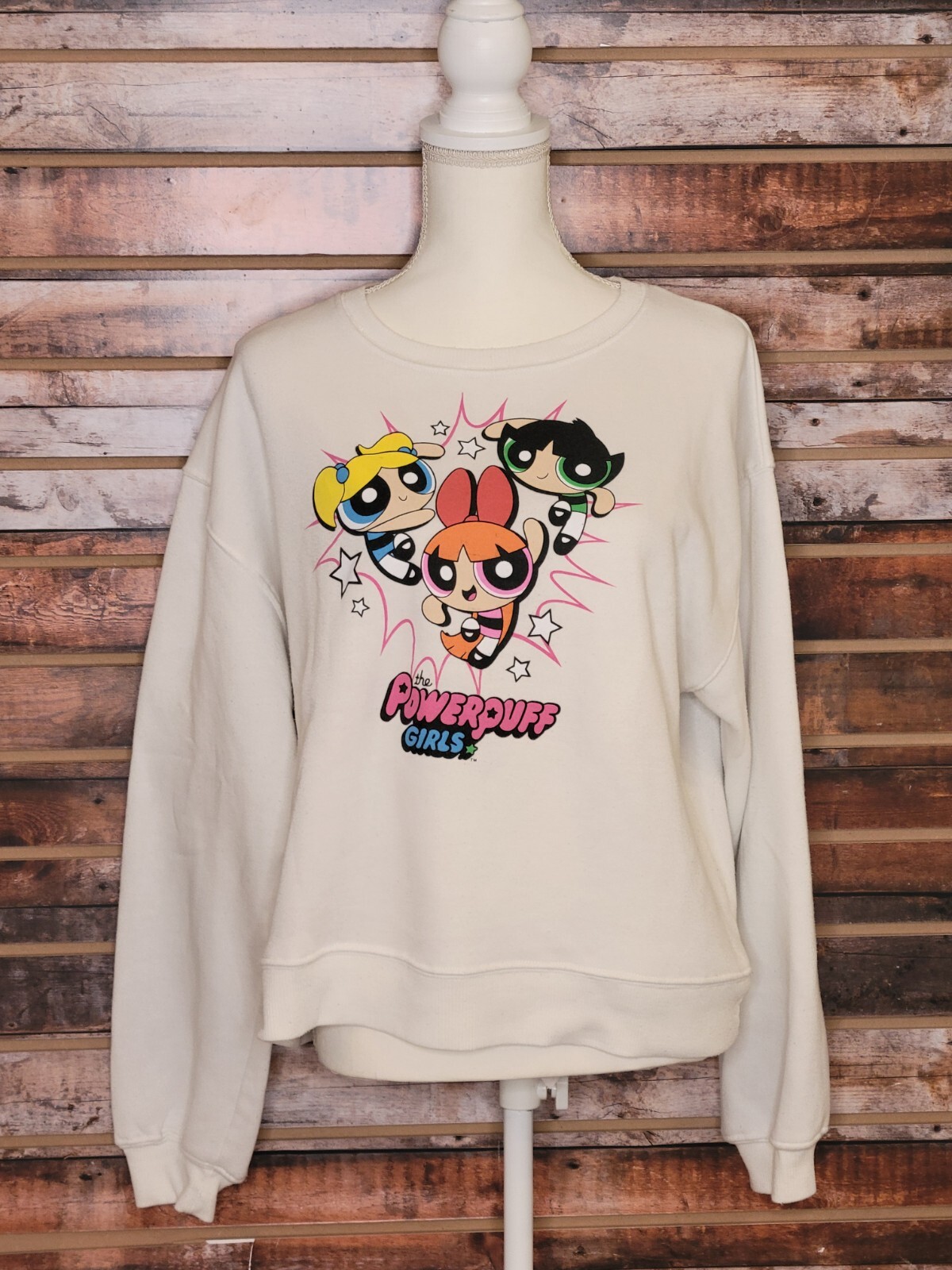 Vintage The Powerpuff Girls White Sweatshirt Medium - Gem