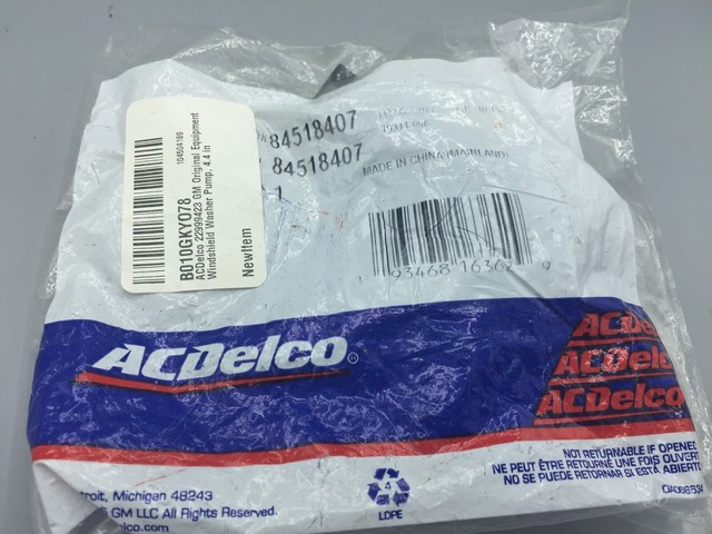 Windshield Washer Pump ACDelco GM Original Equipment 84518407 for sale ...