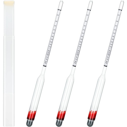 3 Pcs Glass Hydrometer Alcoholmeter 0-200 Proof, Alcohol Hydrometer ...