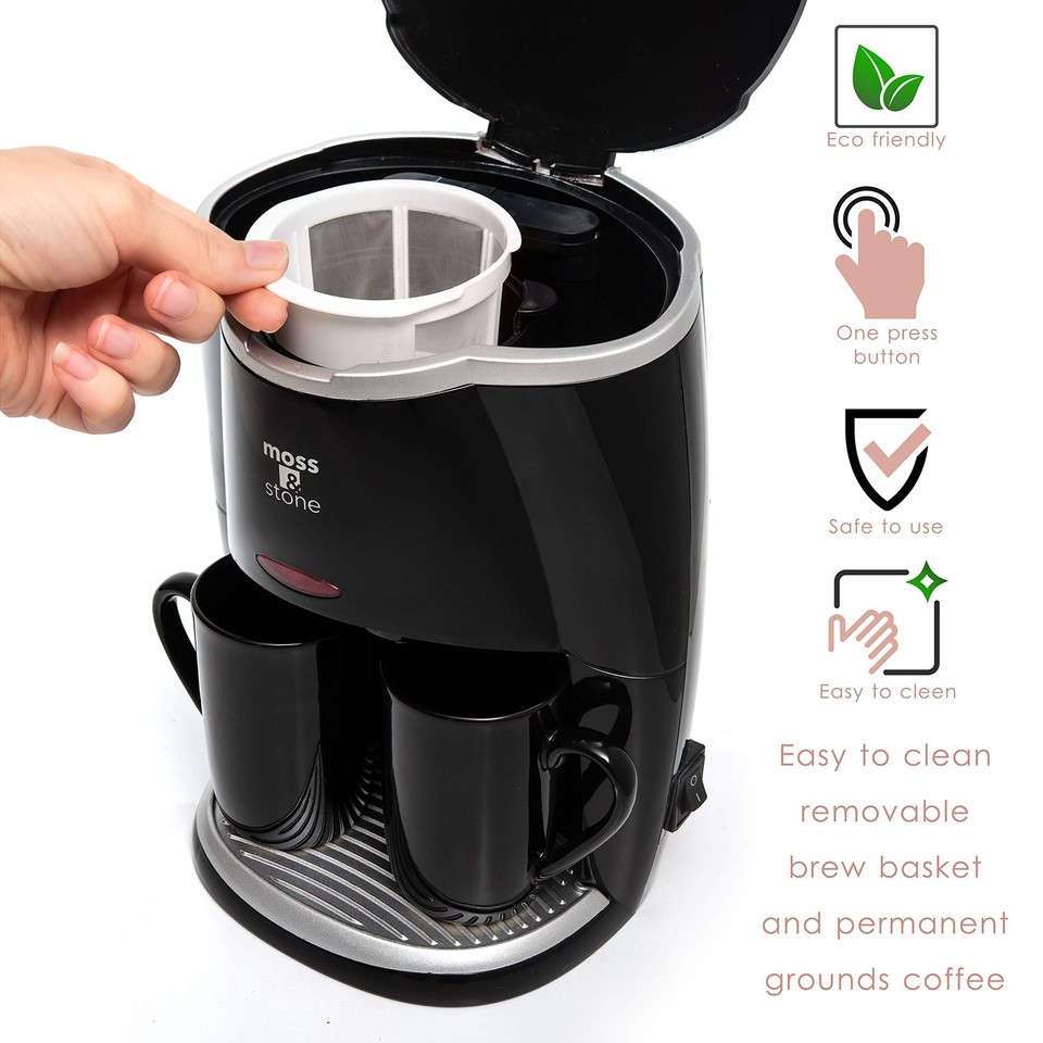 Mini Coffee Maker with Mug Set, Portable Drip Coffee Machine, 5 oz Mugs ...