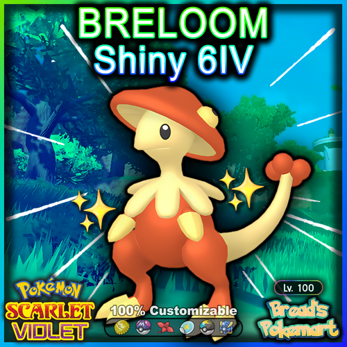 BRELOOM SHINY /Non-Shiny 6IV Pokemon SCARLET and VIOLET Competitive VGC ...