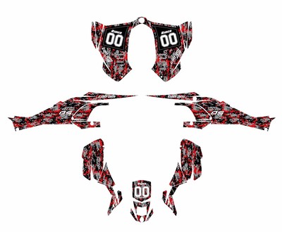 CAN AM DS 450 graphics sticker kit Red Digital Camo Free Custom Service ...