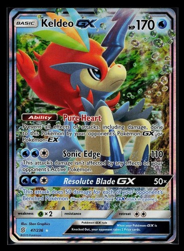 Pokemon Card - Keldeo GX SM Sun & Moon Unified Minds 47/236 Ultra Rare ...