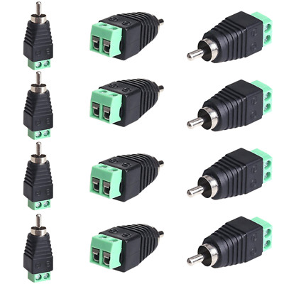 RCA Phono Male Plug to AV Screw Terminal Connector | Adapter | For CCTV ...