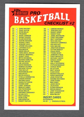 2001 TOPPS HERITAGE BASKETBALL CHECKLIST CARD #145 **NM-MT** | eBay