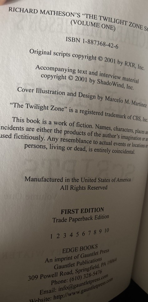 The Twilight Zone Scripts Volume 1 By Richard Matheson 9781887368421 ...