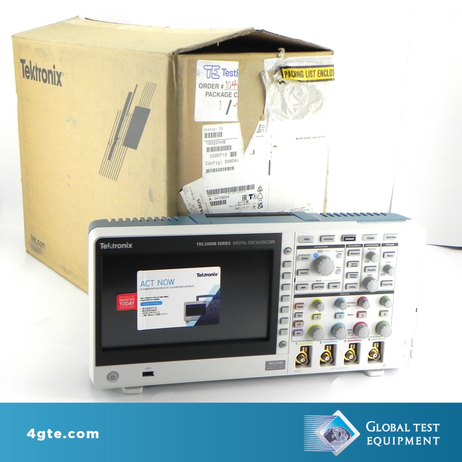 Tektronix TBS2204B Oscilloscope, 200 MHz, 4-Channel, 2 GS/s New Open ...