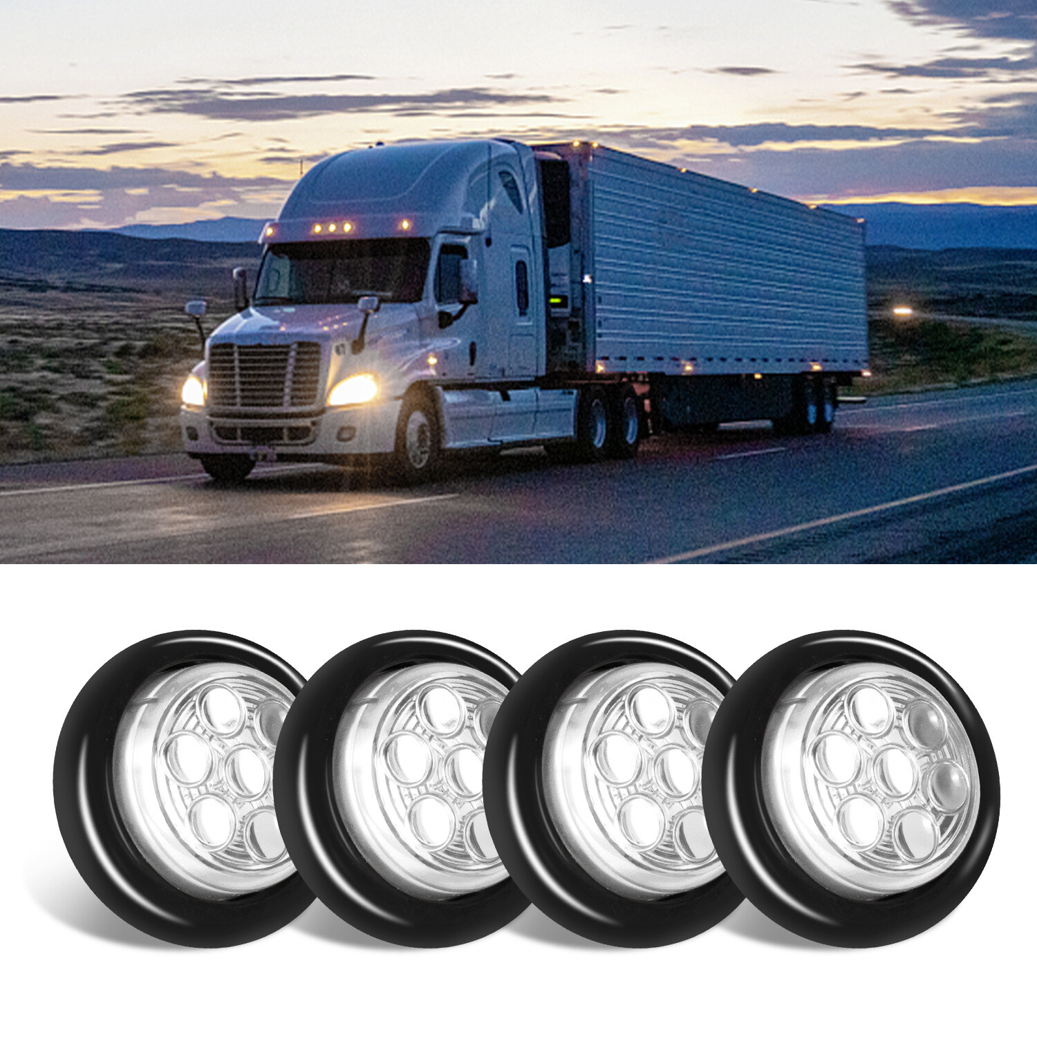 4x 2" Inch White LED Round Clearance Side Marker backup Lights Truck ...