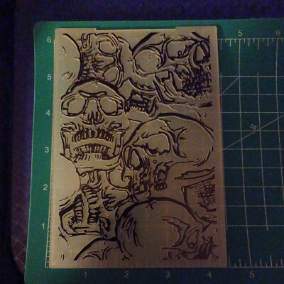 Universal Thin plastic 3d embossing folder Halloween Scream Skulls ...