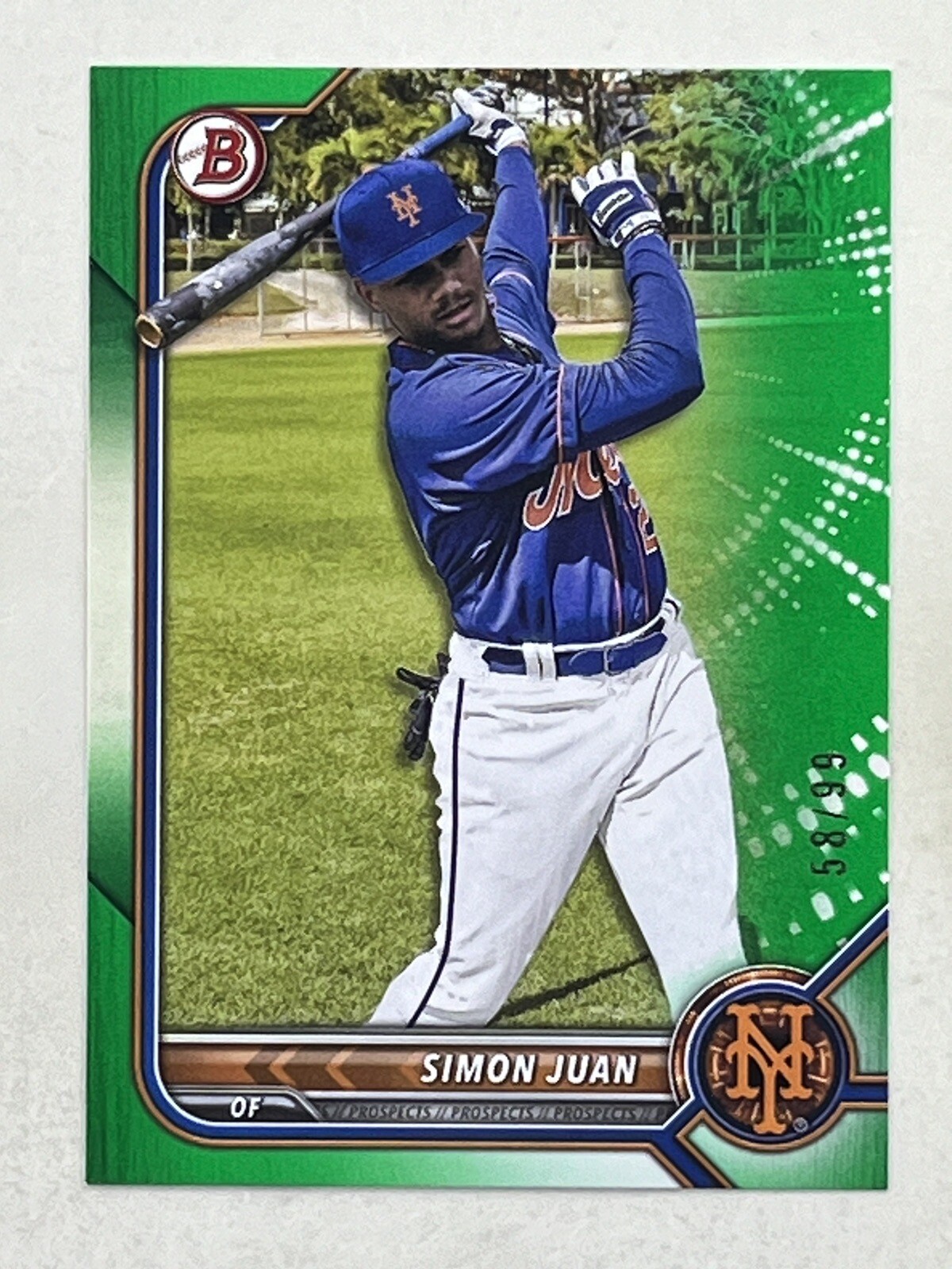Simon Juan 2022 Bowman Draft Green /99 #BD-52 Sports MLB Mets Trading ...