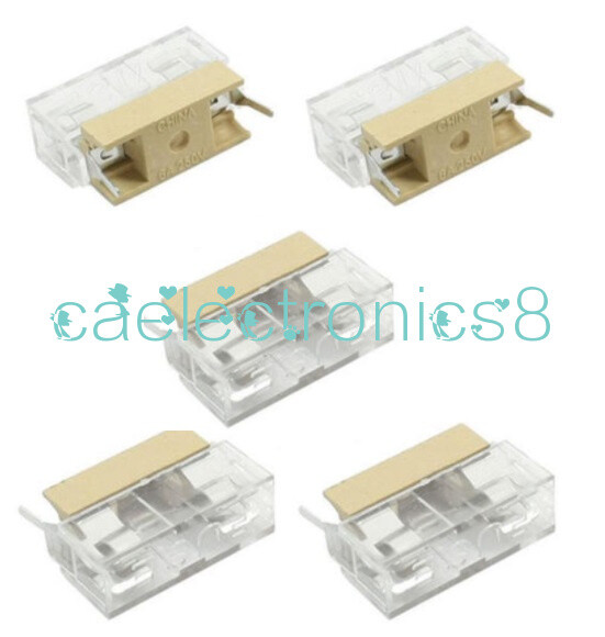 2PCS Panel Mount PCB Fuse Case Holder With Cover For 5x20mm Fuse 250V ...