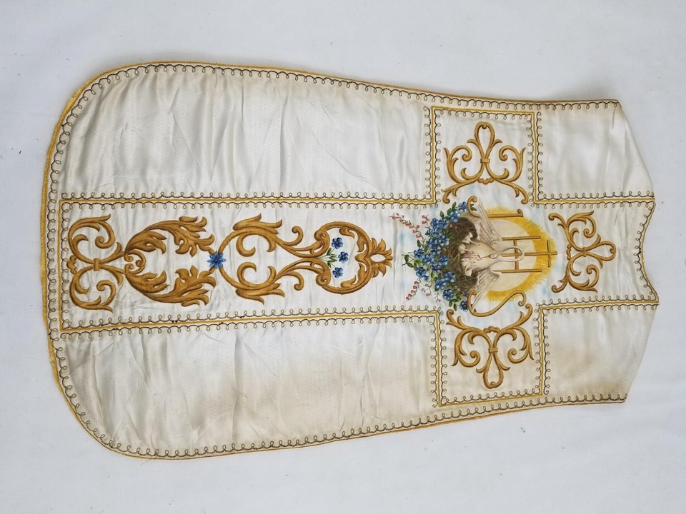 Antique French Embroidered Silk Vestment Chasuble 106x64cm | eBay