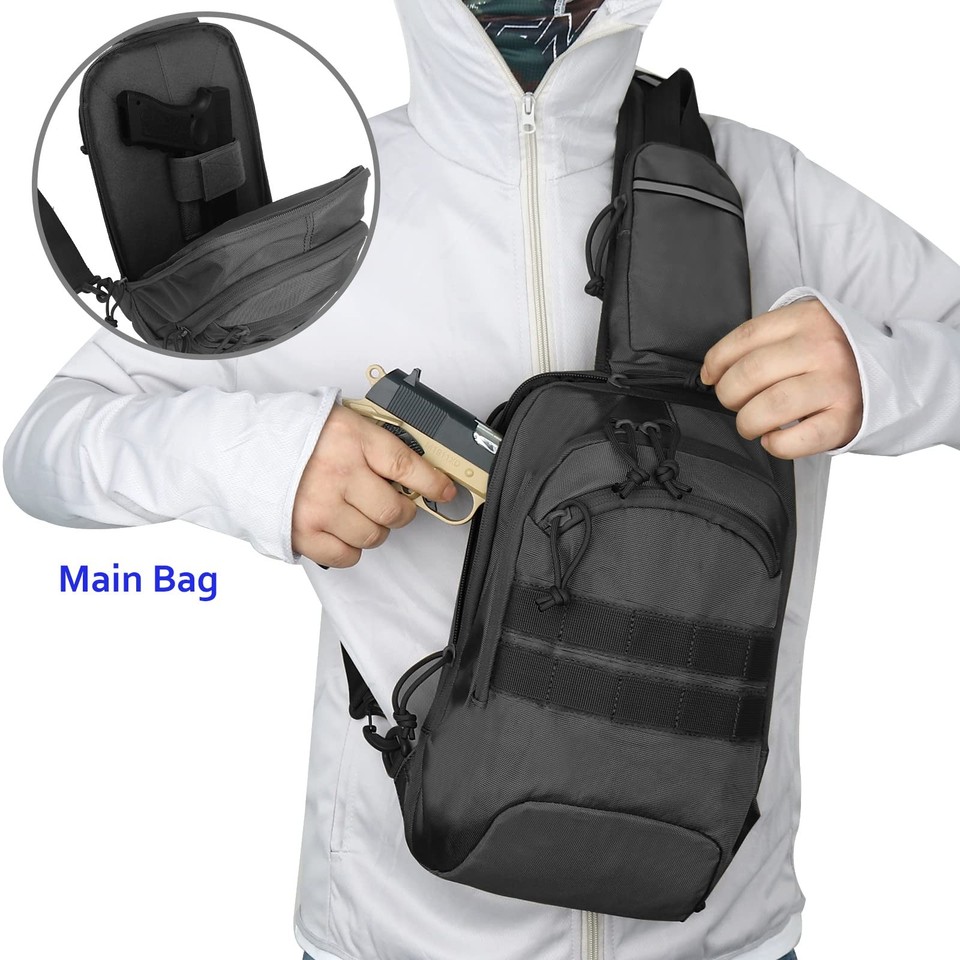 Tactical Sling Chest Bag EDC Shoulder Pack Universl Dual Holster CCW ...