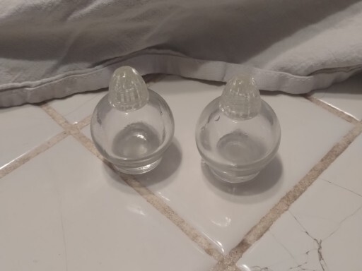 Set of 2 Vintage Clear Glass Ball Salt Pepper Shakers | eBay