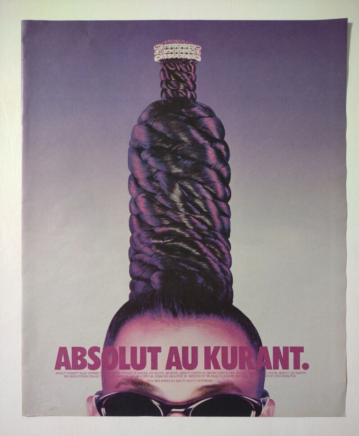 Vintage 1996 ABSOLUT Kurant Vodka 9.75" x 12" PRINT AD Tall Hair Style ...
