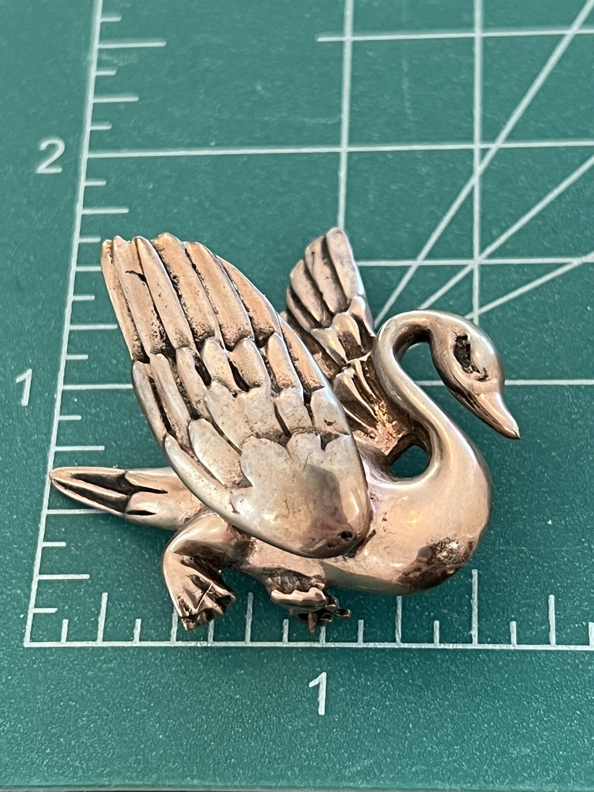 Vintage Sterling Silver SWAN Dimensional Wings Pin Br… - Gem