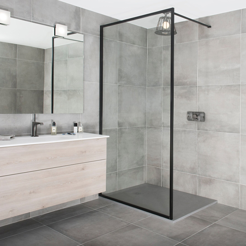 Drench Border Frame 1200x2100 Shower Screen + Towel Rail Matt Black ...