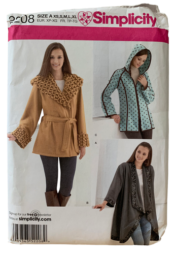 Simplicity Sewing Pattern 2208 Fleece Jackets & Wraps Sizes 6-24 Uncut ...